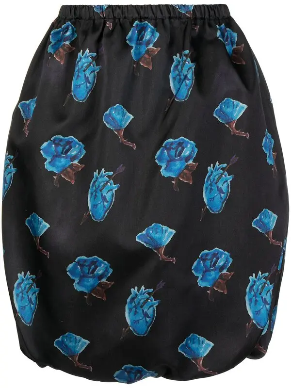 UNDERCOVERISM Flora-print Silk Skirt
