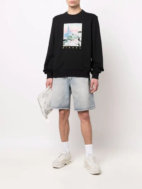 DIESEL® Watercolour-print Crew Neck Sweatshirt