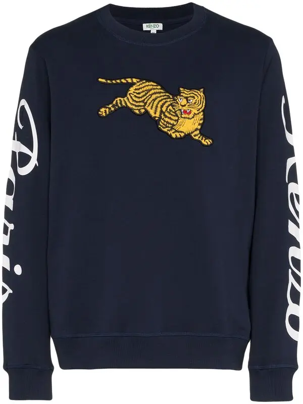 Kenzo Jumping Tiger Embroidered Sweatshirt - Blue