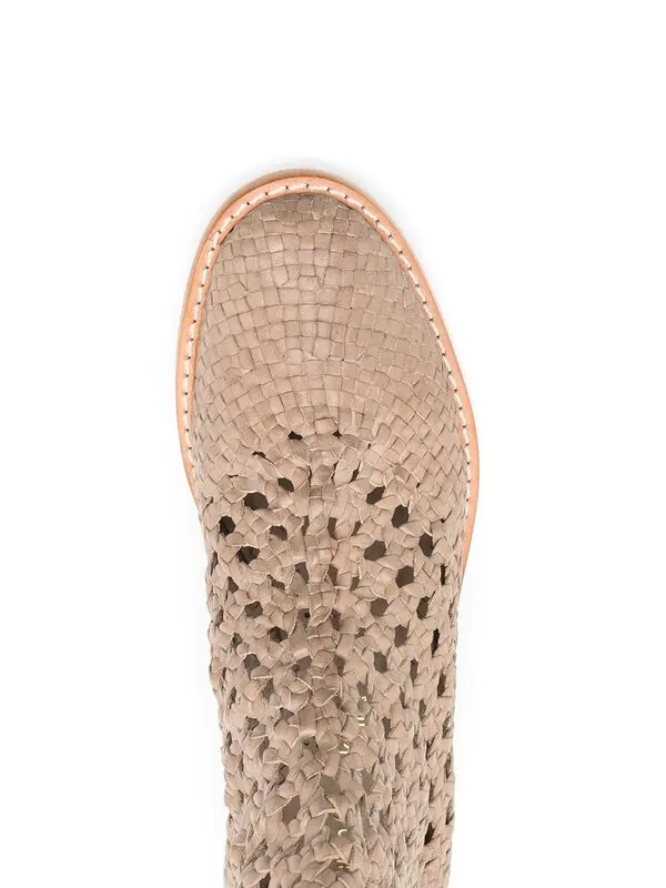 STUDIO CHOFAKIAN Teca Perforated Boots - Neutrals