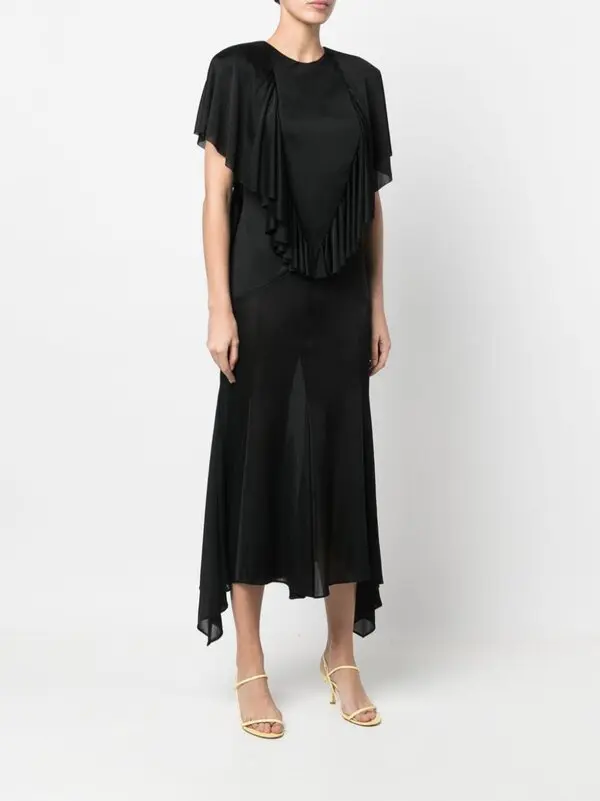 draped midi dress long sleeve Mew Mews Eitan Long Sleeve Ruched Draped Midi Dress