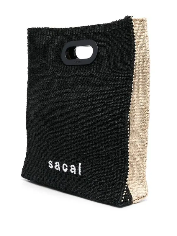 Sacai Logo-embroidered Woven Tote