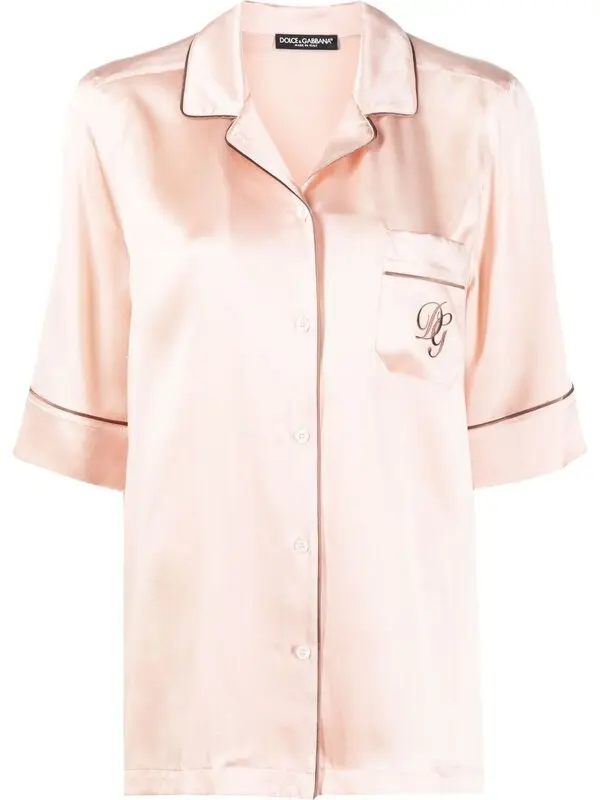 Dolce & Gabbana Logo-embroidered Pyjama-style Shirt - Pink