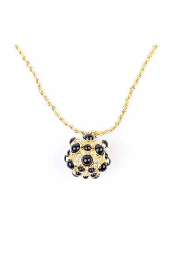 KENNETH JAY LANE Cabochon Chain Necklace - Black
