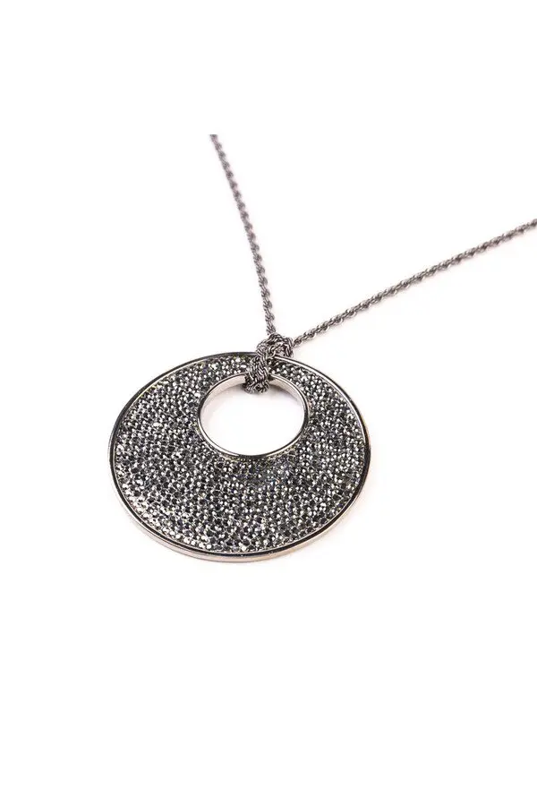 KENNETH JAY LANE Hematite Pave Disc Necklace