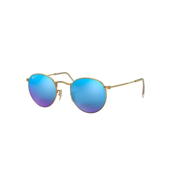 Ray-ban Round Metal Sunglasses Frame Green Lenses Polarized - Gold