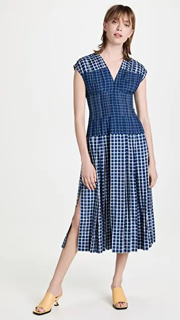 Tory Burch Picnic Plaid Silk Claire Mccardell Dress In Blue/White - 50% Off  | Editorialist
