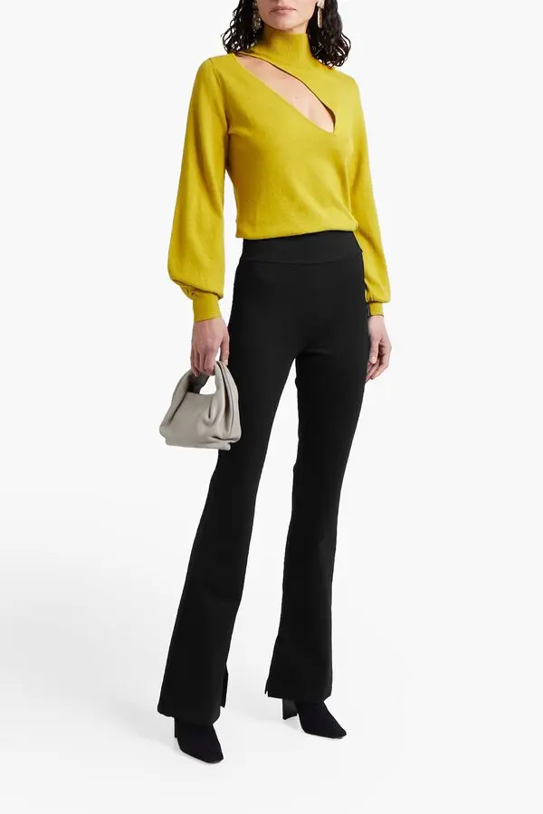 NICHOLAS Stretch-ponte Flared Pants With Side Slits
