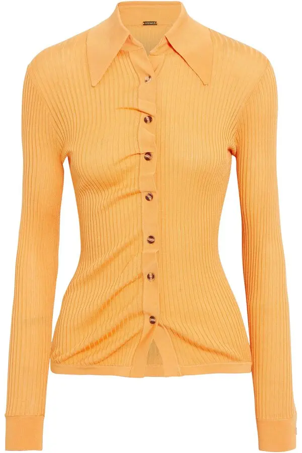 Dodo Bar Or Ribbed Knit Buttoned Shirt - Orange