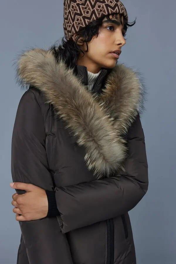 Mackage Adali Down Coat With Fur Collar - Wine