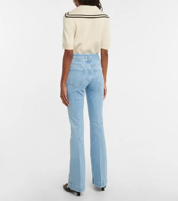 FRAME Double Button Flare High-rise Jeans