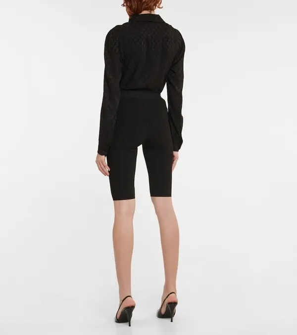Saint Laurent Ribbed-knit Biker Shorts