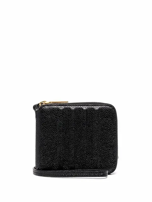 Thom Browne 4-bar Debossed Compact Wallet - Black