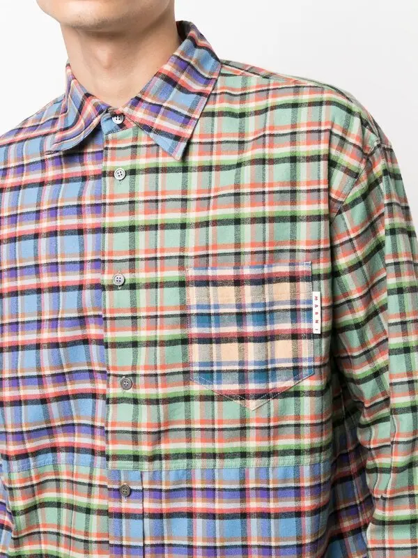 Marni Patchwork Check-print Oversized Shirt