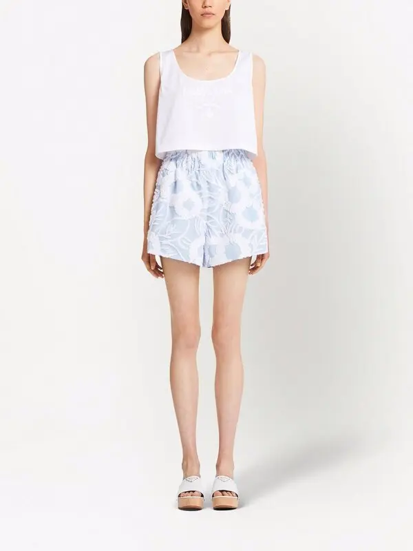 Prada Floral Embroidered Shorts - Blue