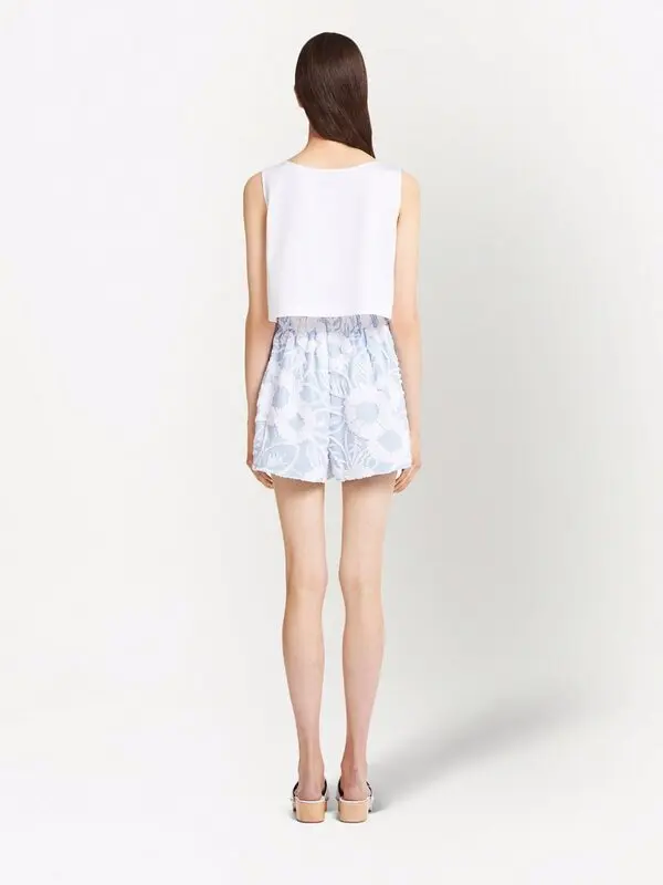 Prada Floral Embroidered Shorts - Blue