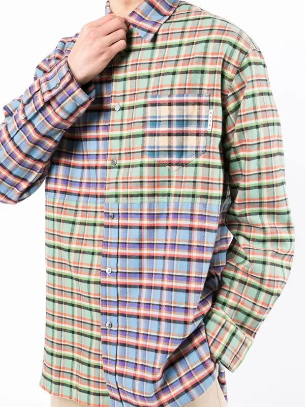 Marni Patchwork Check-print Oversized Shirt