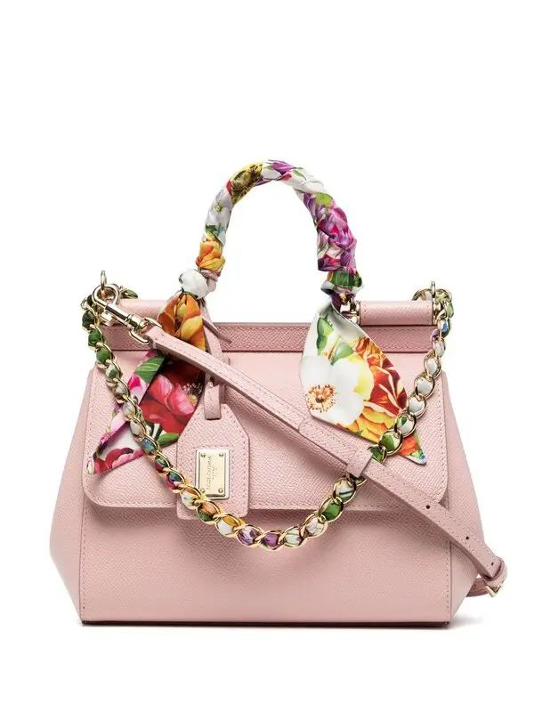Dolce & Gabbana Sicily Scarf-detail Top-handle Bag