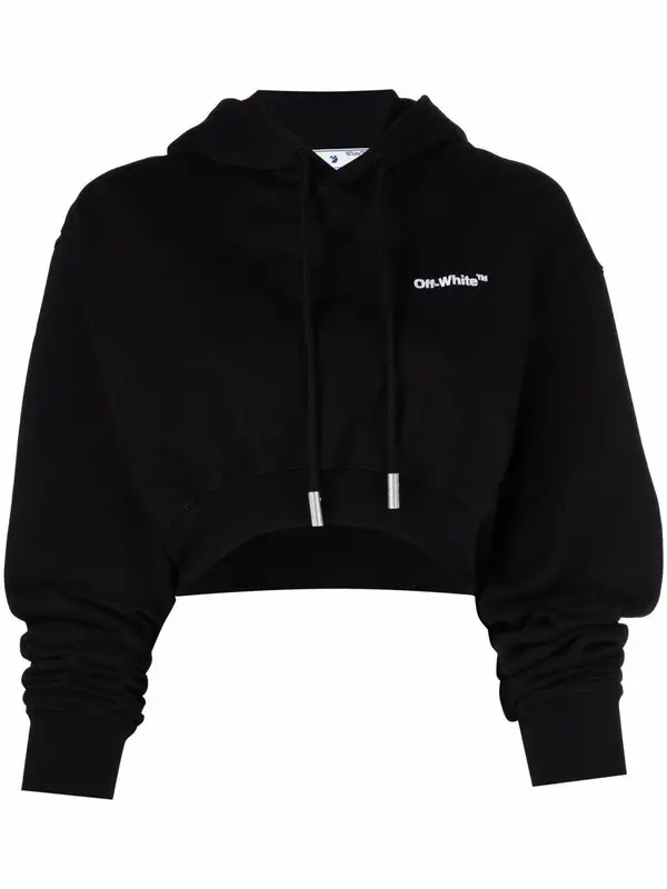 Off-White Helvetica Logo Cropped Hoodie