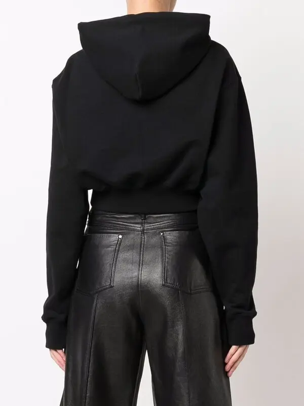 Off-White Helvetica Logo Cropped Hoodie