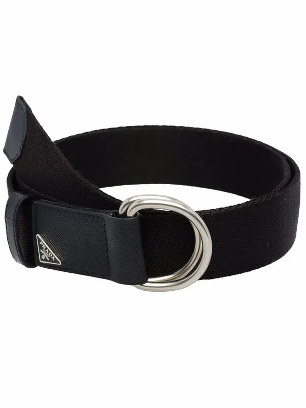 Prada Triangle Logo Woven Belt - Black