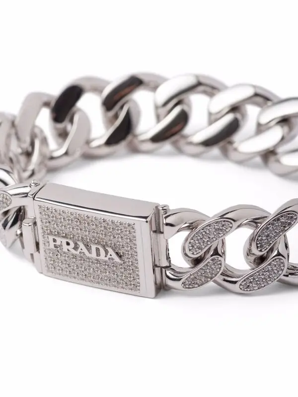 Prada Crystal Logo Jewels Bracelet - Silver | Editorialist