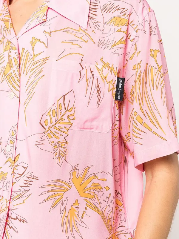 Palm Angels Leaf-print Short-sleeve Shirt