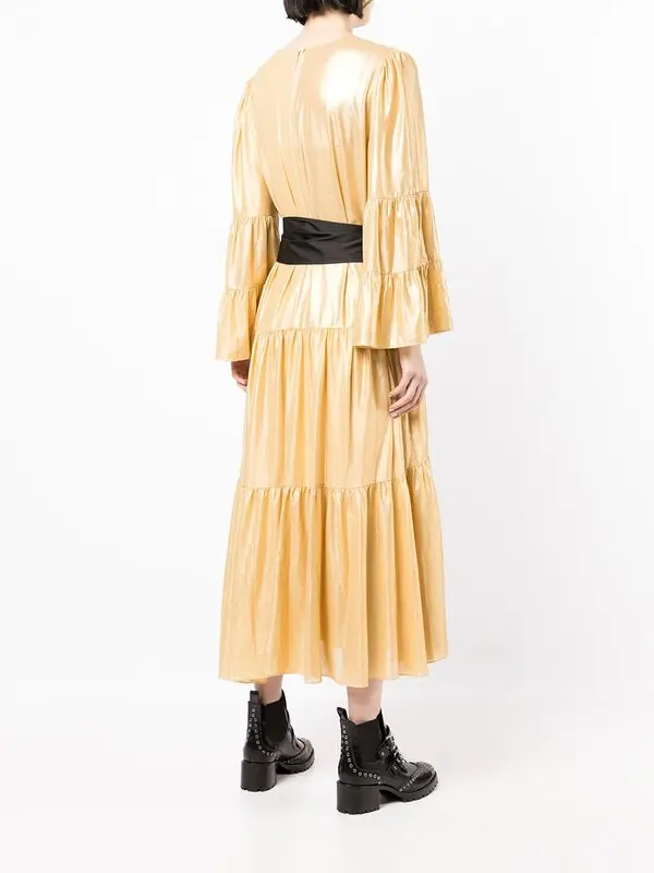 green emerald velvet dress Karl Lagerfeld for Chloe 1981 Black & Liquid Gold Dress