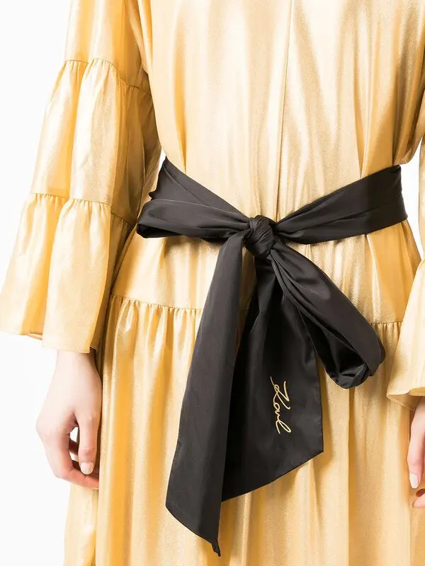 Karl Lagerfeld Metallic Tied-Waist Midi Dress In Gold - 80% Off |  Editorialist