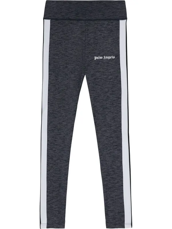 Palm Angels Side-stripe Mélange-effect Leggings - Grey