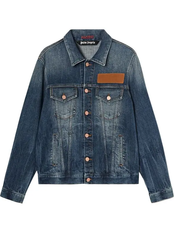 Palm Angels Palm Logo Denim Jacket - Blue
