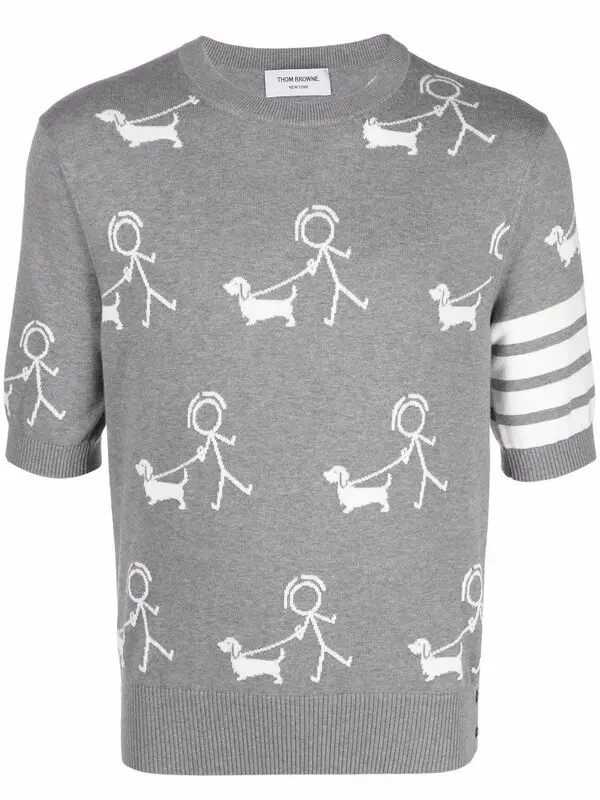 Thom Browne Mr. Thom-hector" 4-bar Knitted Jumper - Grey