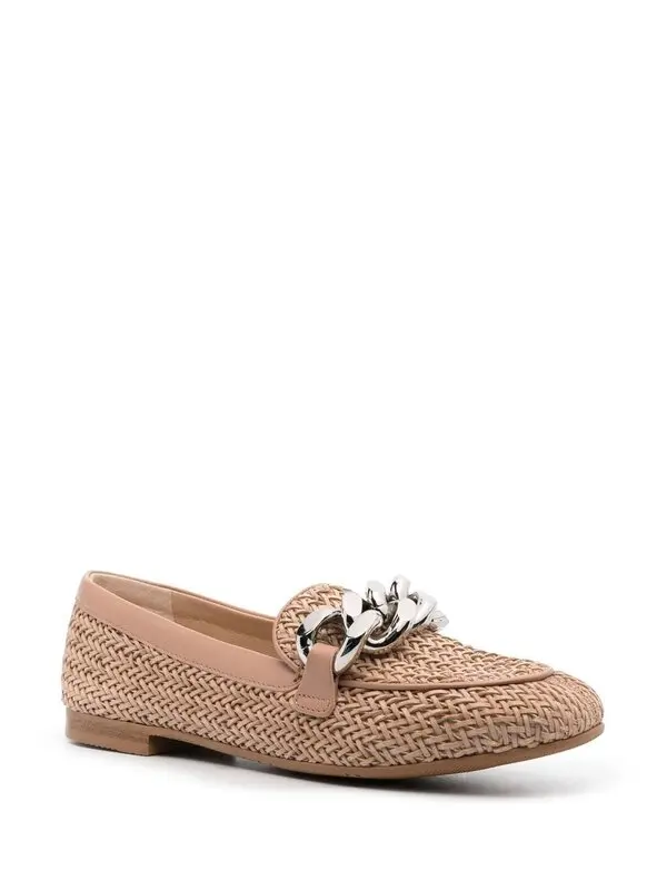 Casadei Chain-link Woven Loafers - Neutrals