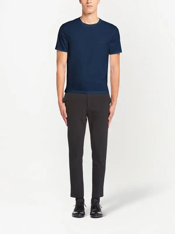 Prada Logo-embroidered Cotton T-shirt - Blue