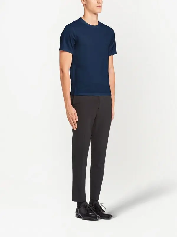 Prada Logo-embroidered Cotton T-shirt - Blue