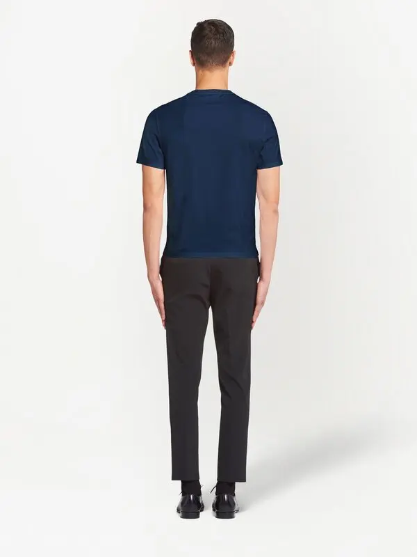 Prada Logo-embroidered Cotton T-shirt - Blue