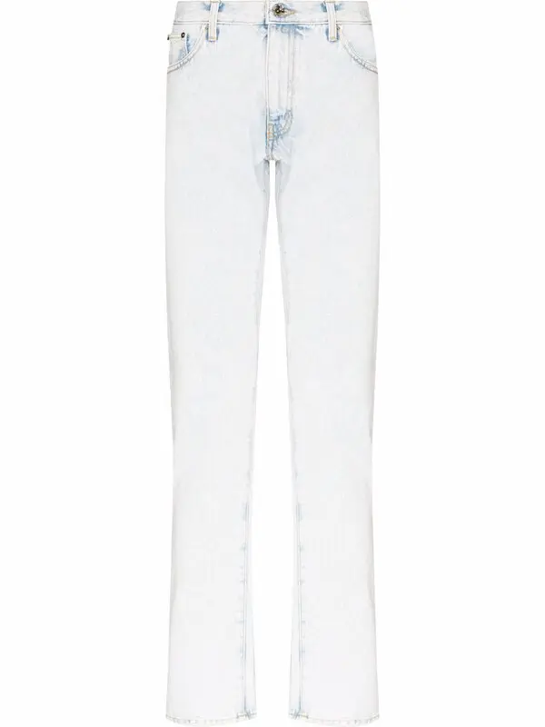 Off-White Diag-stripe Print Slim Fit Jeans - Blue