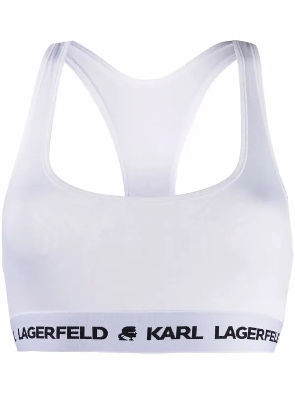 Karl Lagerfeld Logo Band Sports Bra - White