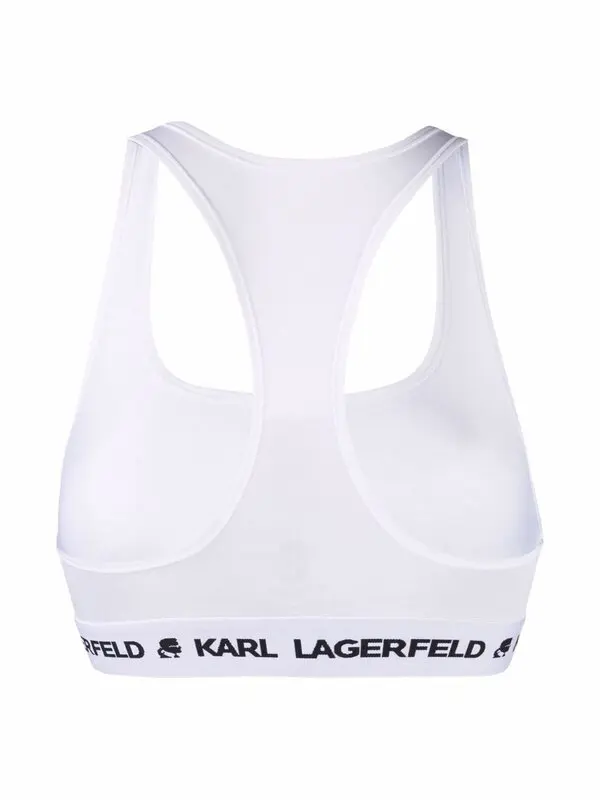 Karl Lagerfeld Logo Band Sports Bra - White