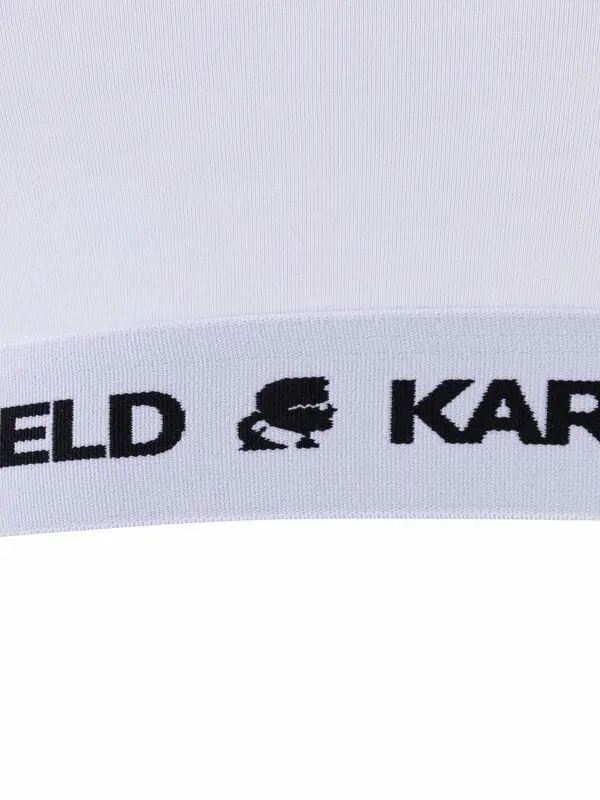 Karl Lagerfeld Logo Band Sports Bra - White