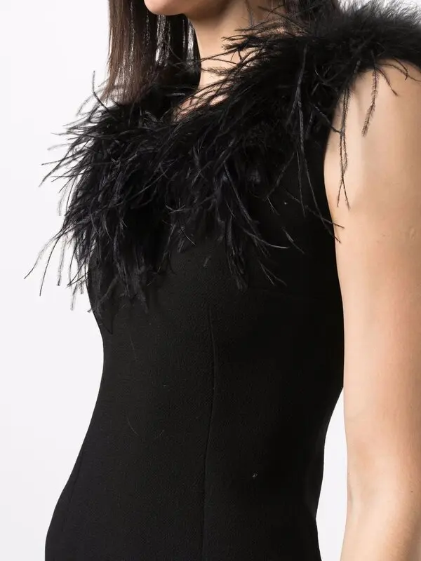 feather trim bodycon dress Feather Trim Bodycon Midi Dress XL