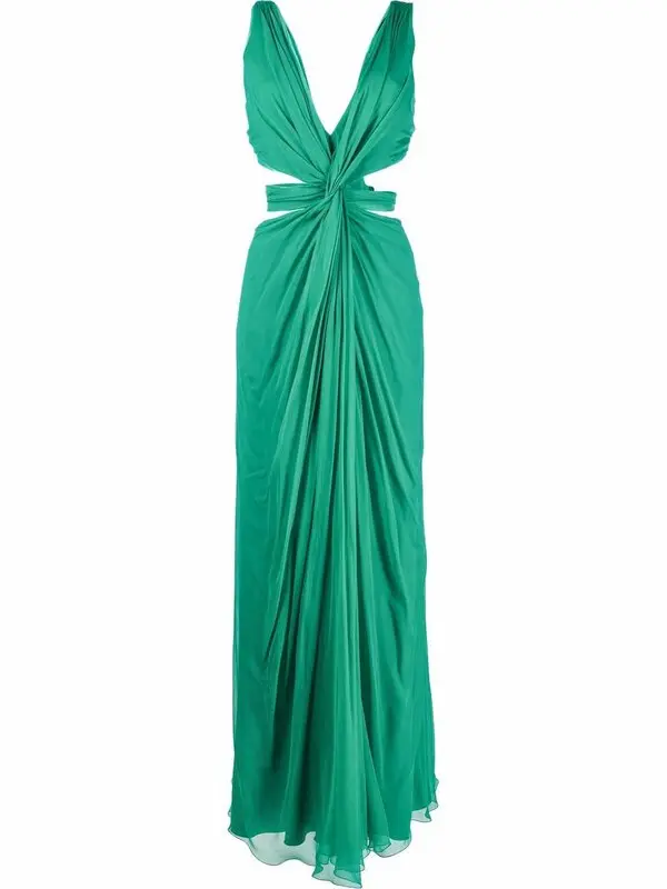 Alberta Ferretti Twist-front Silk Gown