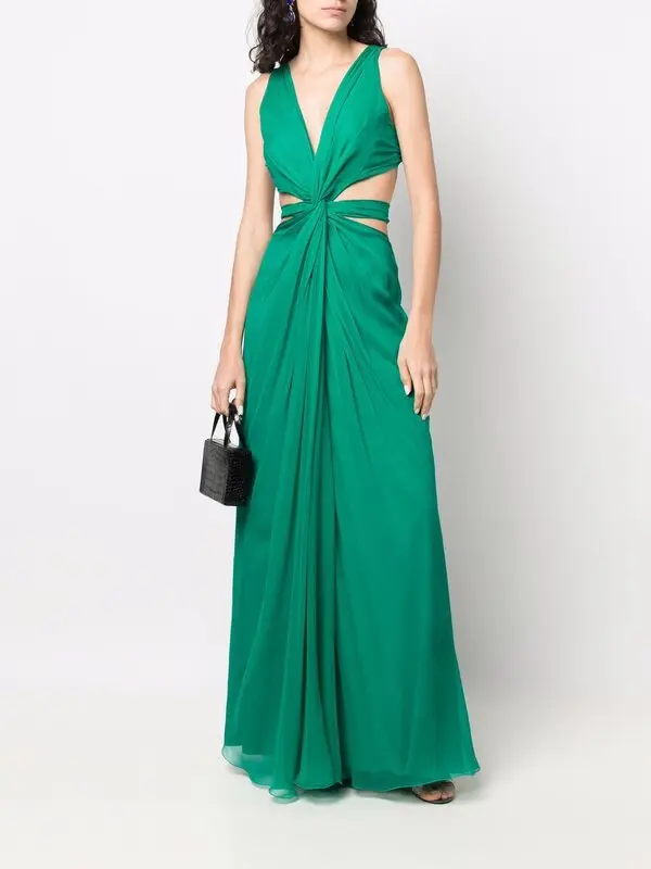 Alberta Ferretti Twist-front Silk Gown