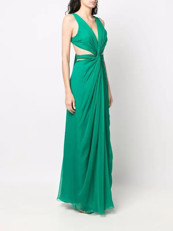 Alberta Ferretti Twist-front Silk Gown