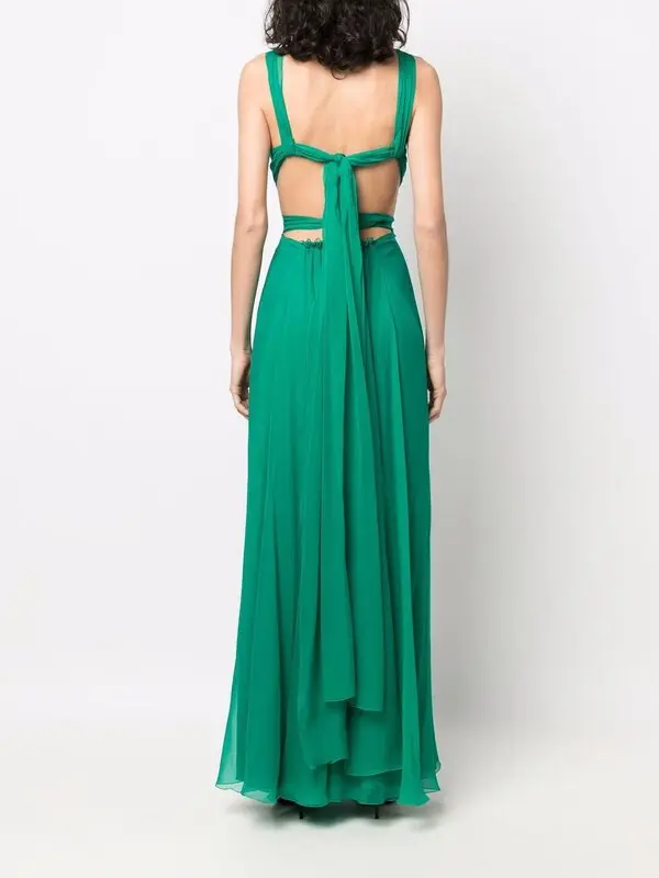 Alberta Ferretti Twist-front Silk Gown