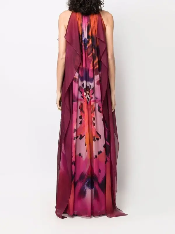 Alberta Ferretti Graphic Print Silk Gown