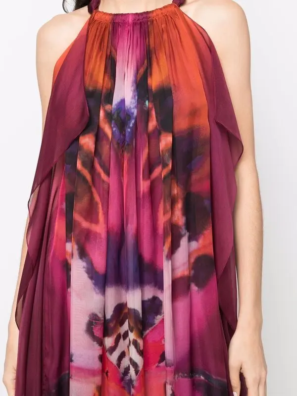 Alberta Ferretti Graphic Print Silk Gown