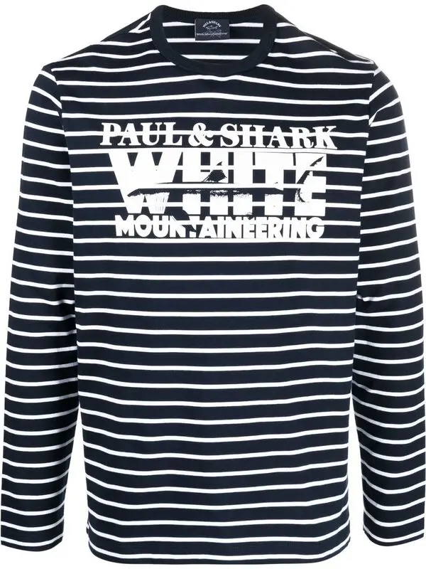 Paul & Shark Logo-print Striped T-shirt - Blue