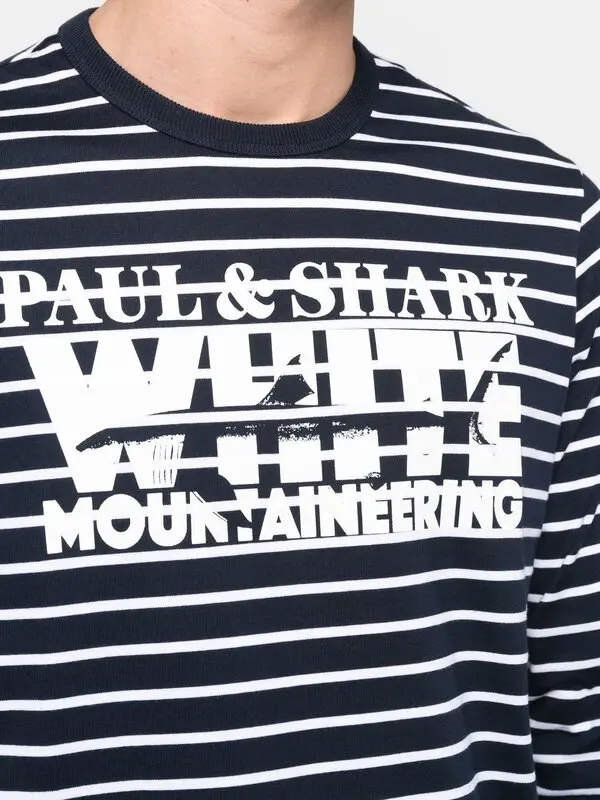 Paul & Shark Logo-print Striped T-shirt - Blue