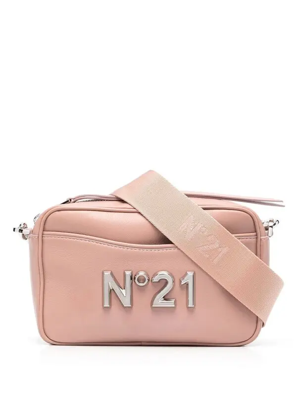 N°21 Logo-plaque Leather Crossbody Bag - Pink